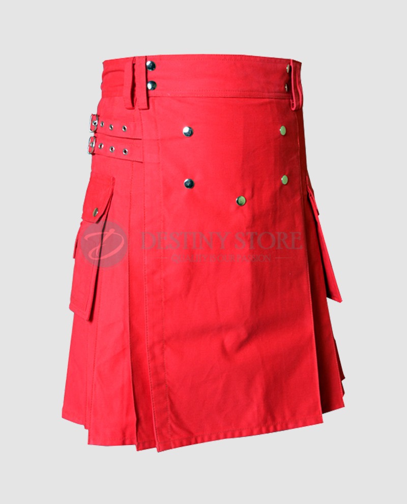Red Cotton Working Utility Kilt